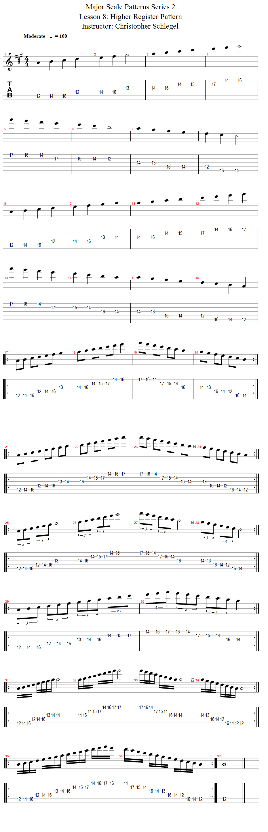 Guitar Lessons - Higher Register Pattern