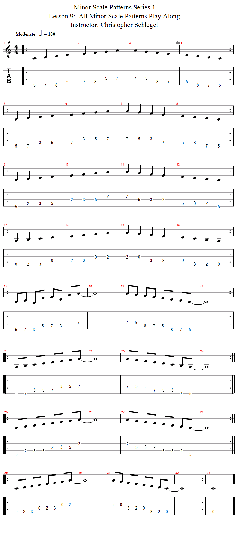 Guitar Lessons - All Minor Scale Patterns Play Along