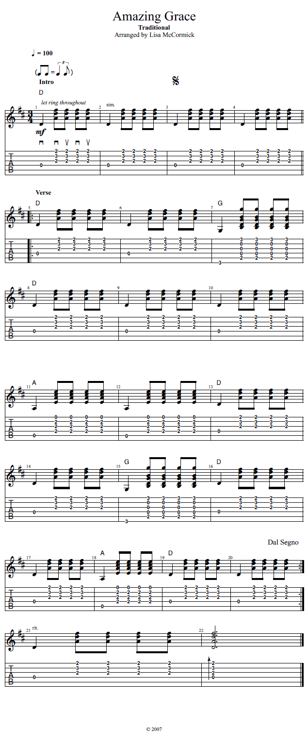 Guitar Lessons - Amazing Grace (song to play!)