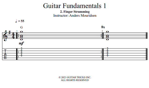 Guitar Lessons - Finger Strumming