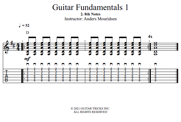 Guitar Lessons - 8th Notes