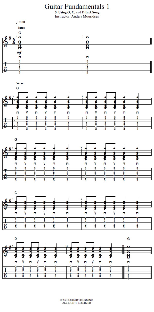 Guitar Lessons - Using G, C, and D In A Song