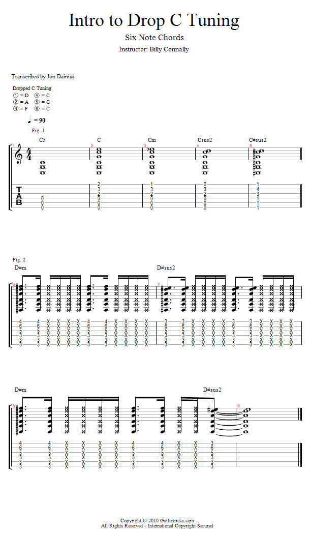 Guitar Lessons - Drop C: 6 Note Chords