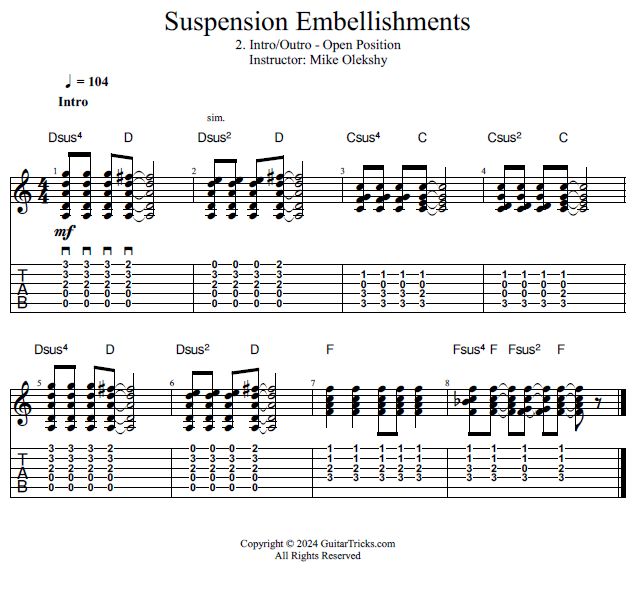 Guitar Lessons - Intro/Outro - Open Position